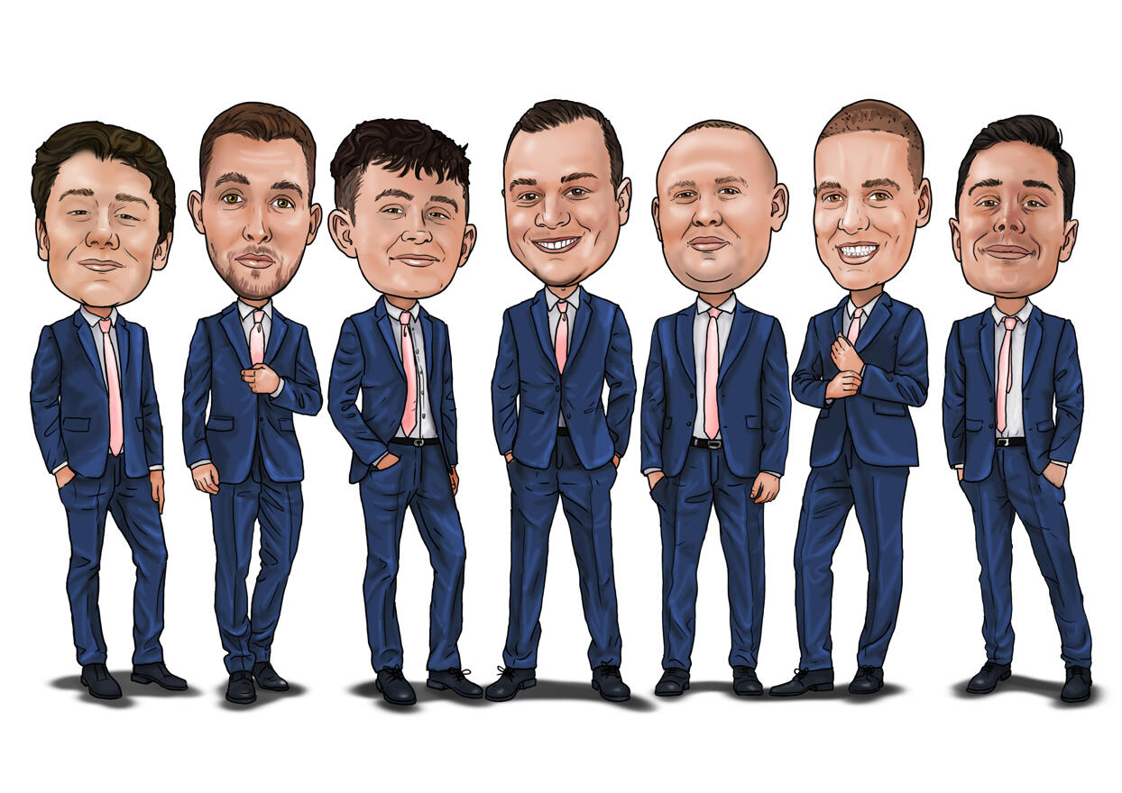 Groomsmen Portrait Drawing