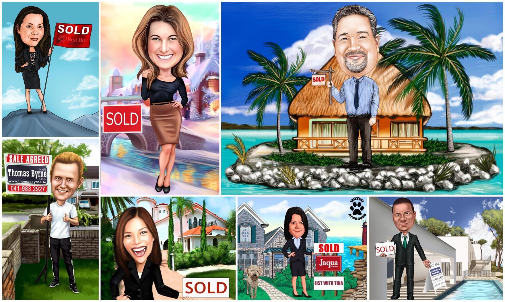 Real Estate Caricature Hand-Drawn from Photos