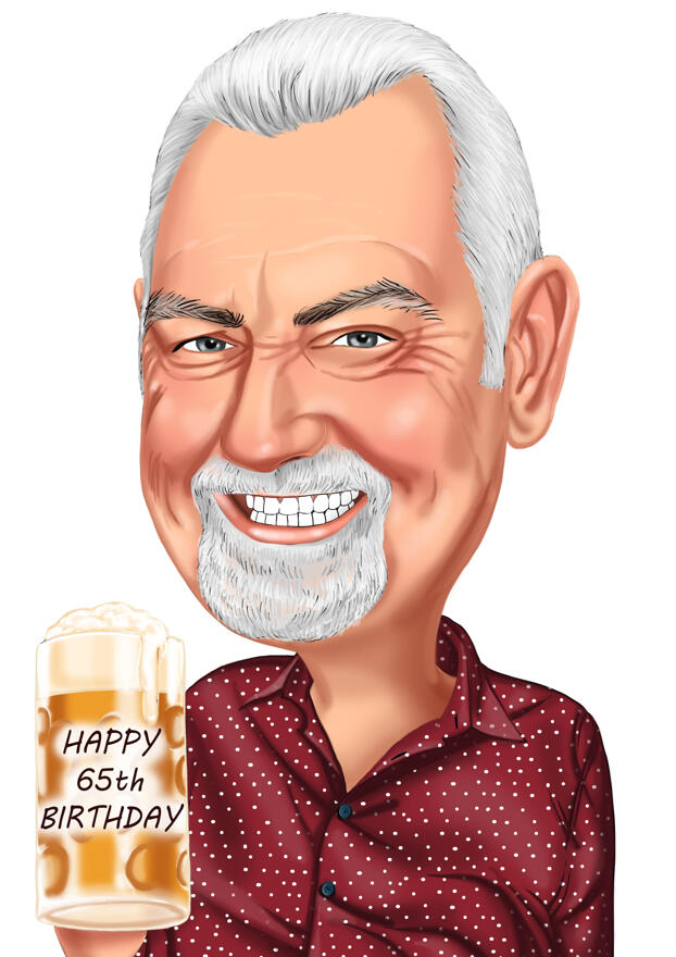 Biertrinker-Karikatur im witzig übertriebenen Stil