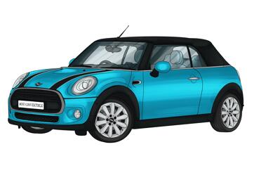 Desenho animado personalizado do Mini Cooper a partir de foto