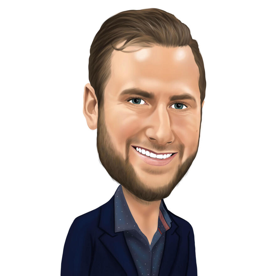 Custom Male Cartoon Caricature in Color Digital Style from Photo