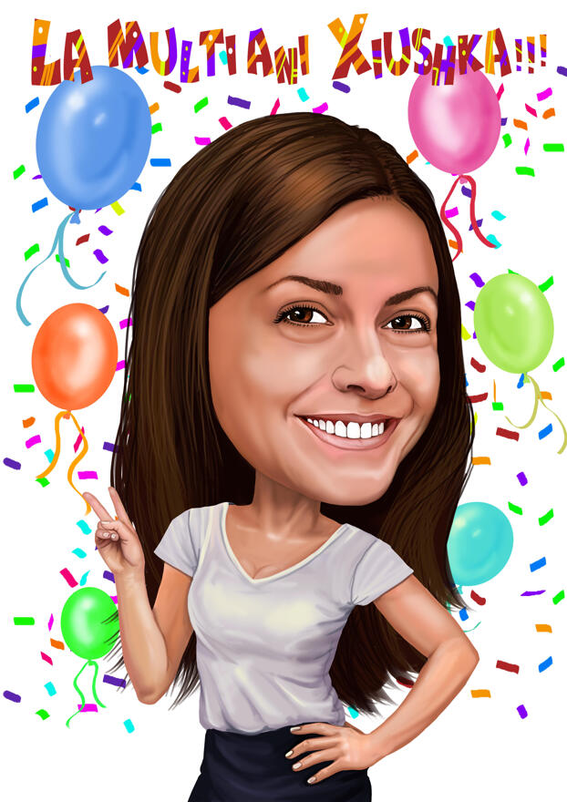 Customized 18th Birthday Years Caricature Drawing with Custom Background