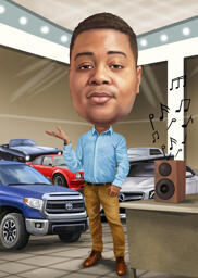 Full Body Cartoon from Photos with Custom Background