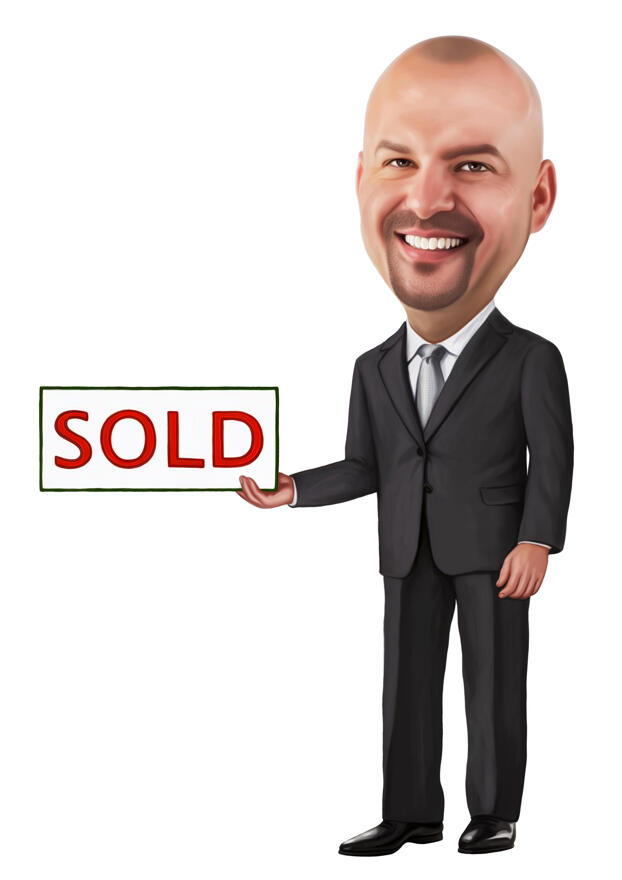 Realtor Cartoon Logo with Sold Sign
