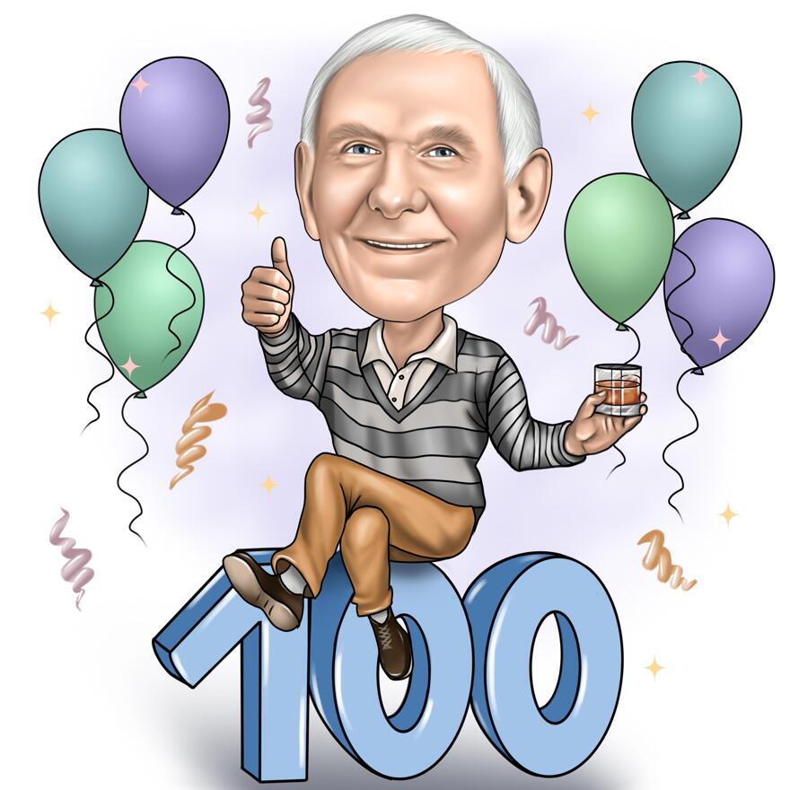 Custom 100 Years Anniversary Gift Caricature from Photos