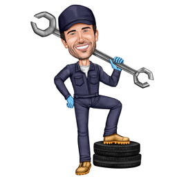 Big Head Mechanic Cartoon Drawing