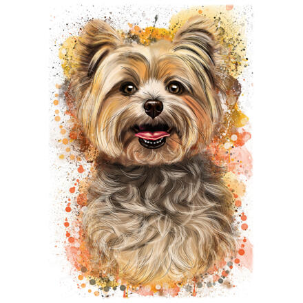 Yorkie Caricature Hand-Drawn from Photos