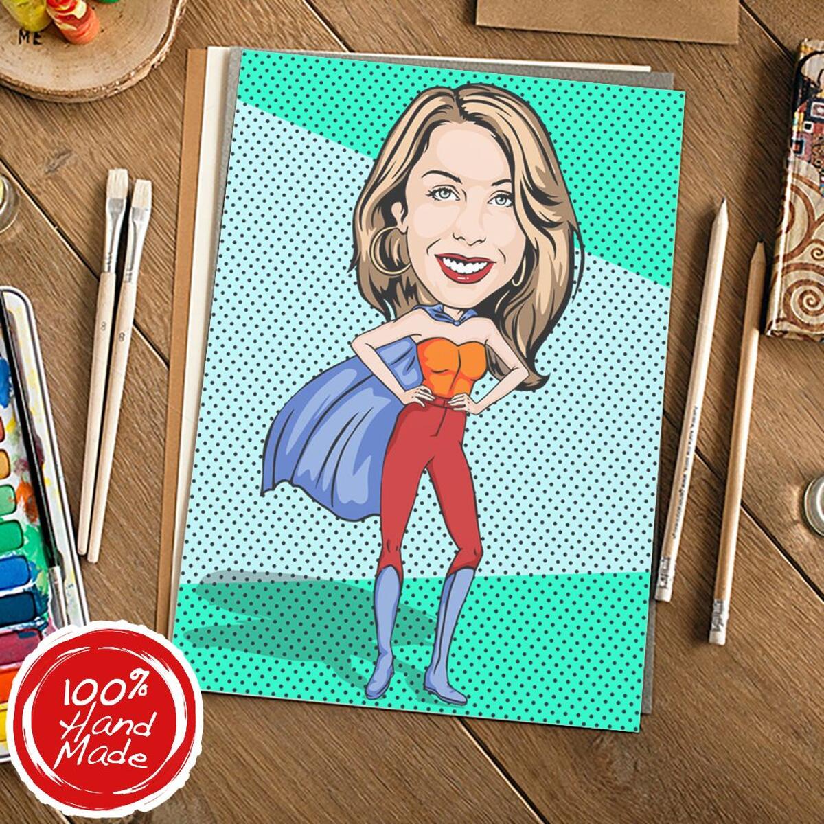 Superhero Pop Art Caricature Poster Print