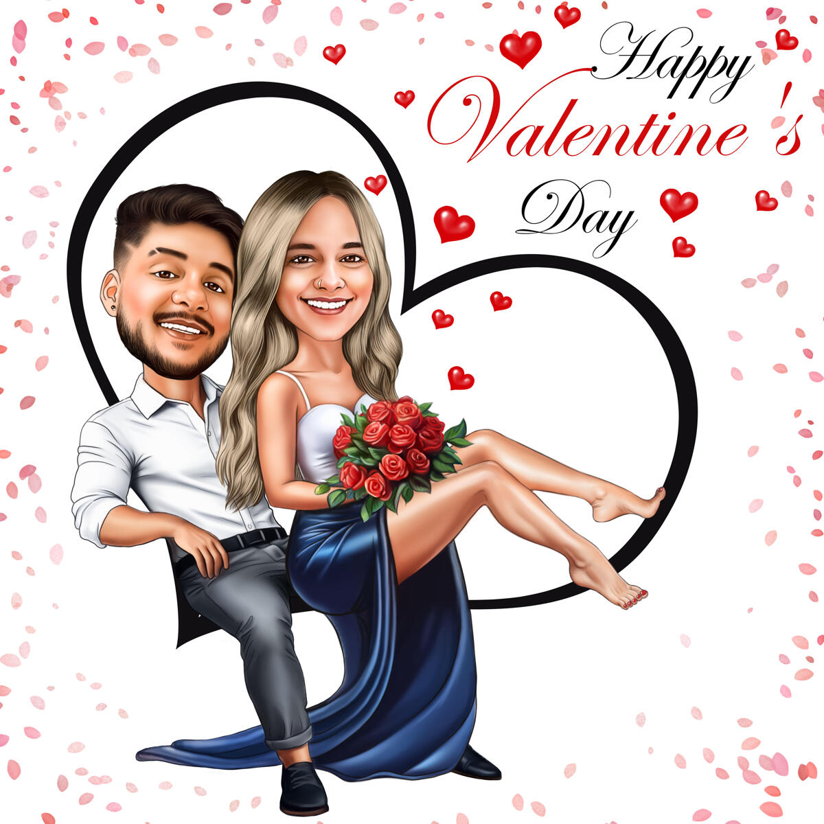 Valentine’s Day Caricature Card for Couple