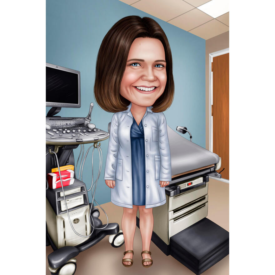 Caricatura de ginecólogo obstetra