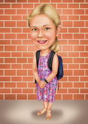 Full Body Caricature with Single Color Background