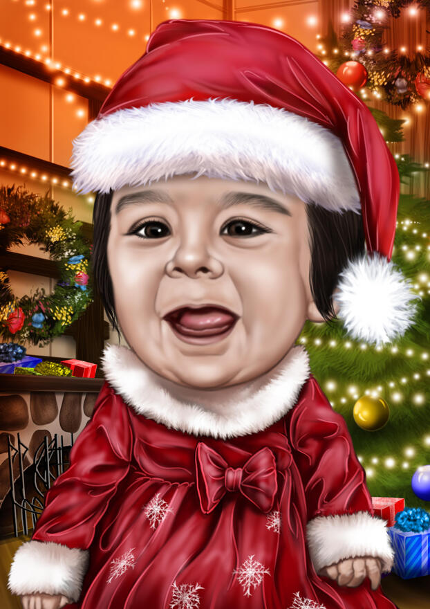 Santa karikatura: Kid Drawing
