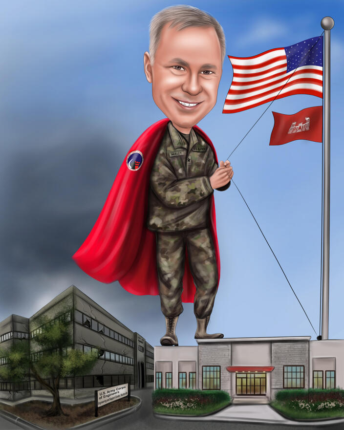 Army Major Tecknad Teckning