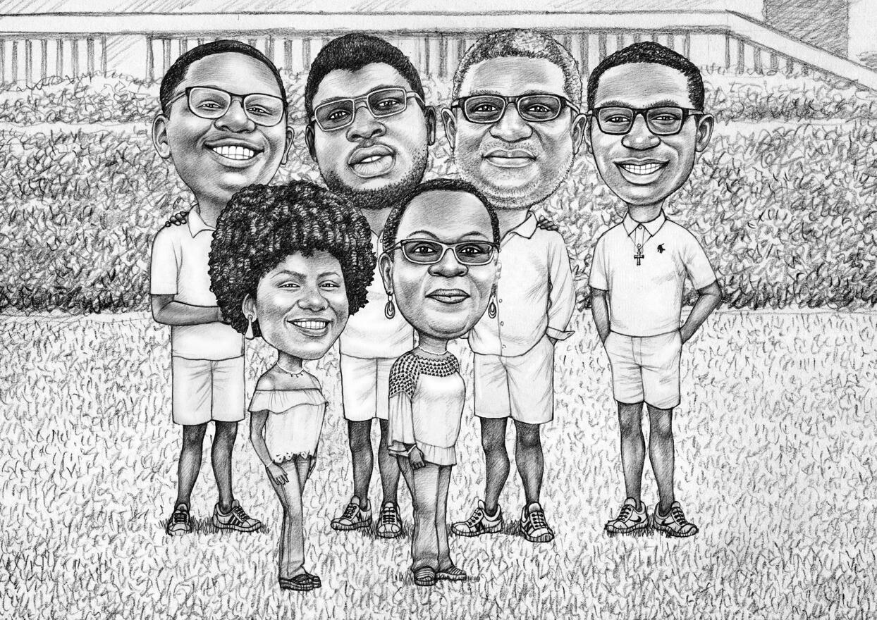 Full Body Black and White Groomsmen Drawing