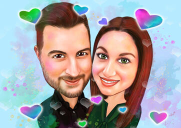 Aquarelle Koppel Tekening | Perfect Romantisch Cadeau