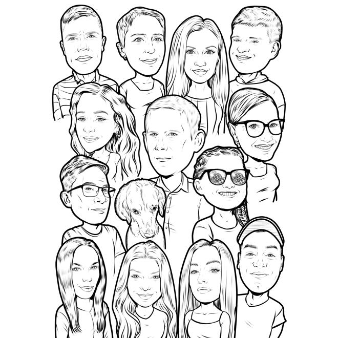 Outline Caricature Hand-Drawn from Photos