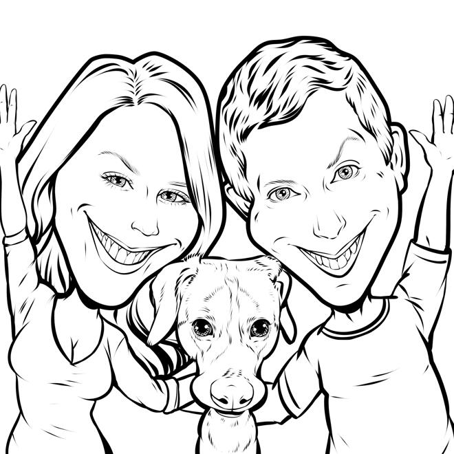 Outline Caricature Hand-Drawn from Photos