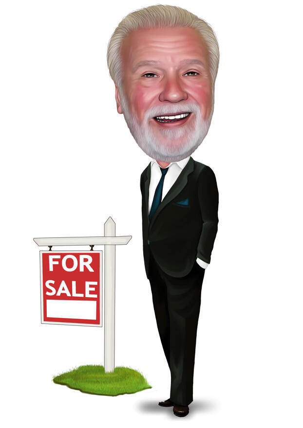 Realtor Cartoon Logo with Sold Sign