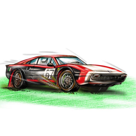 Race Car Driver Caricature in Color Style with Custom Background from Photo