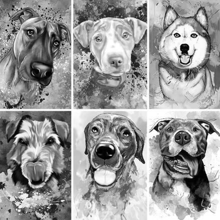 Bluish Watercolor Dog Portrait