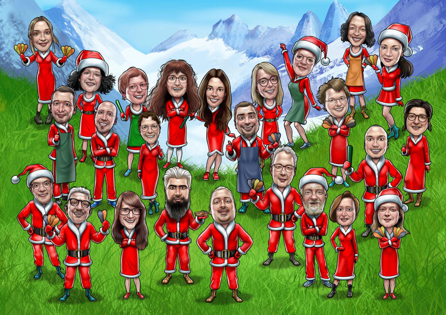 Personalized Santa-themed Group Drawing Christmas Card🎅🎄🎨. Get info!