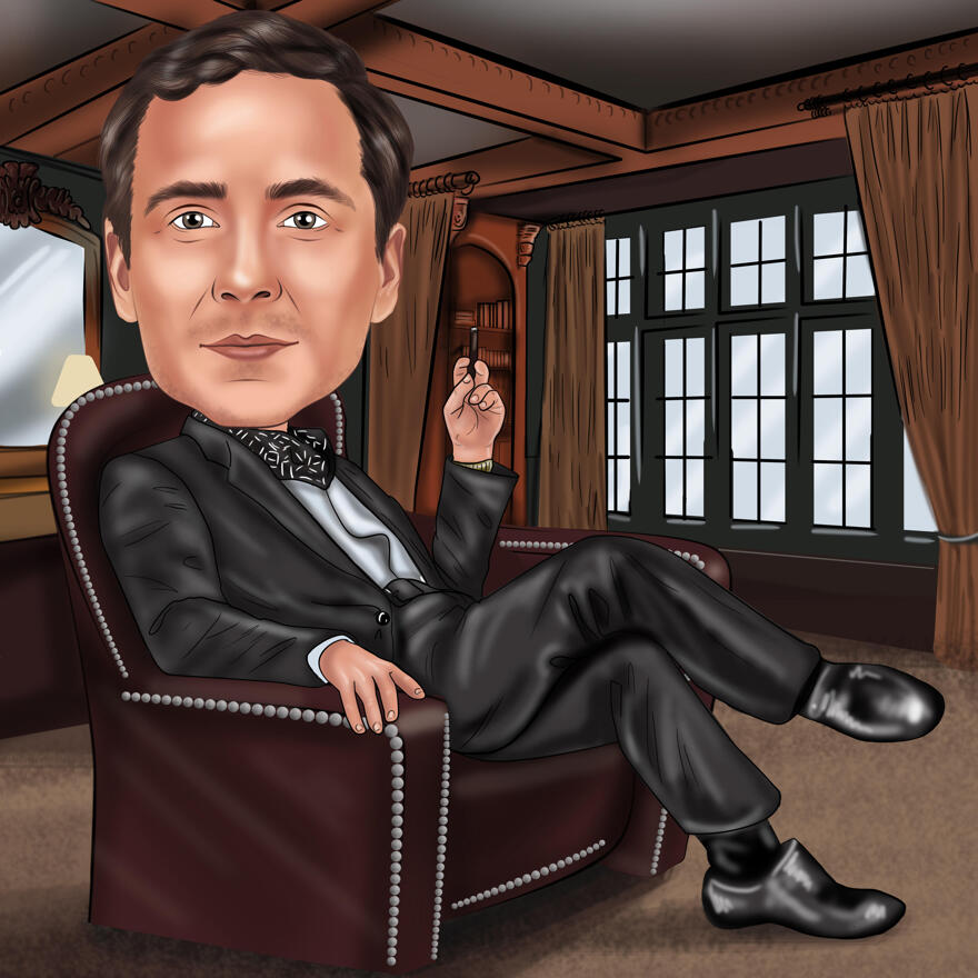 Boss with a Cigar Drawing