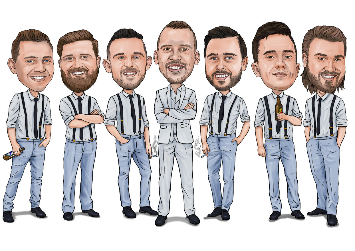 Groomsmen Portrait Drawing