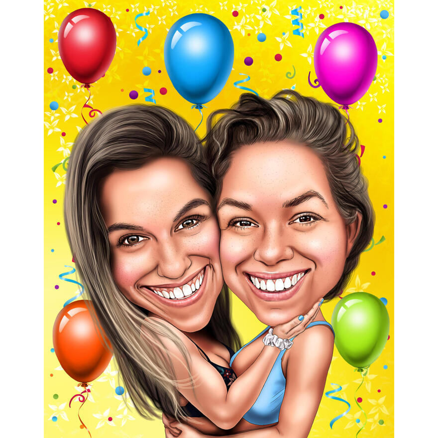 Friends Birthday Cartoon Drawing