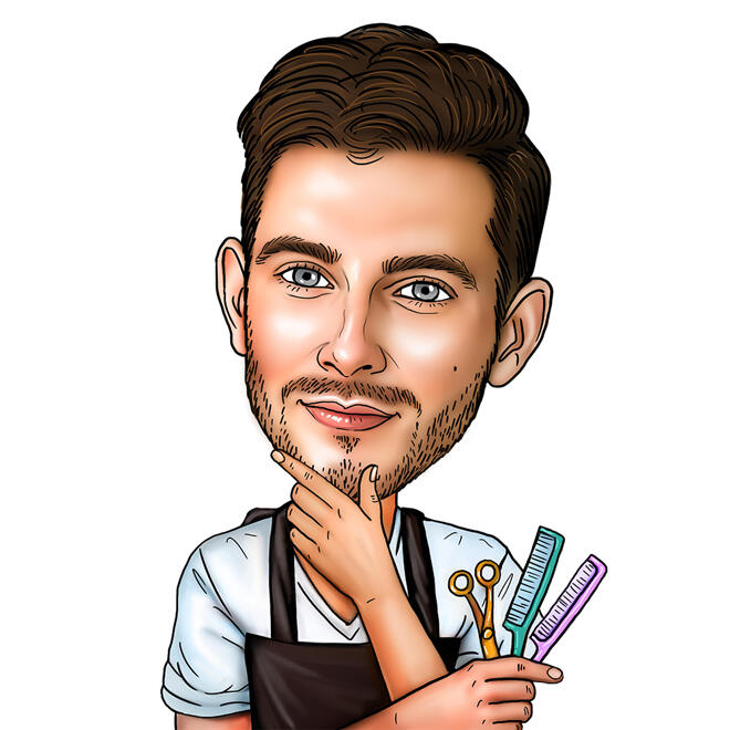 Barber Caricature: Digital Cartoon Drawing