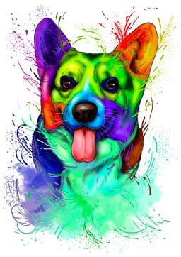 Dog Portrait Watercolor Rainbow Style from photo | Photolamus