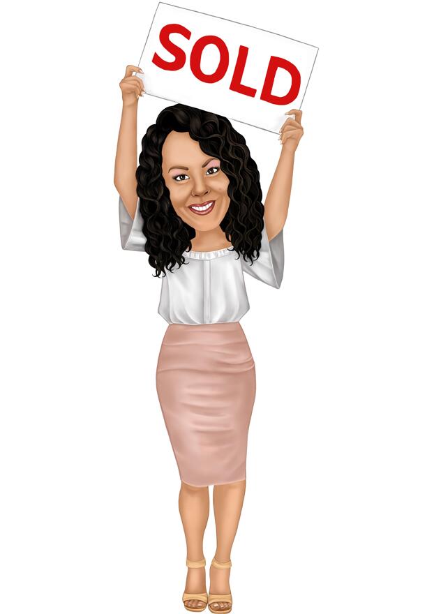 Realtor Cartoon Logo with Sold Sign