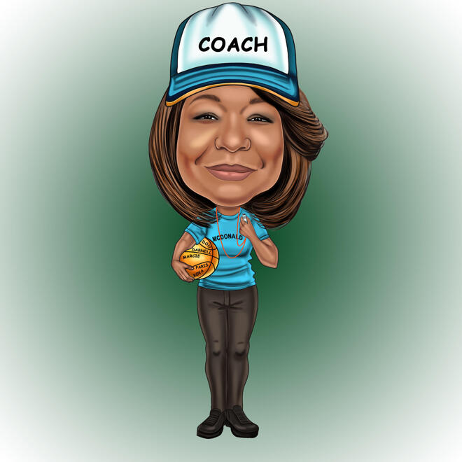 Girl Basketball Coach Cartoon