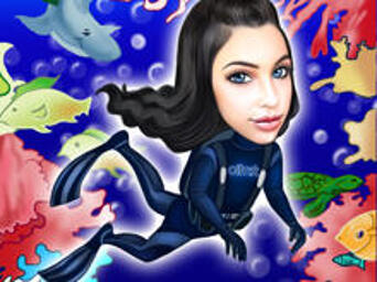 Scuba Diving Caricature