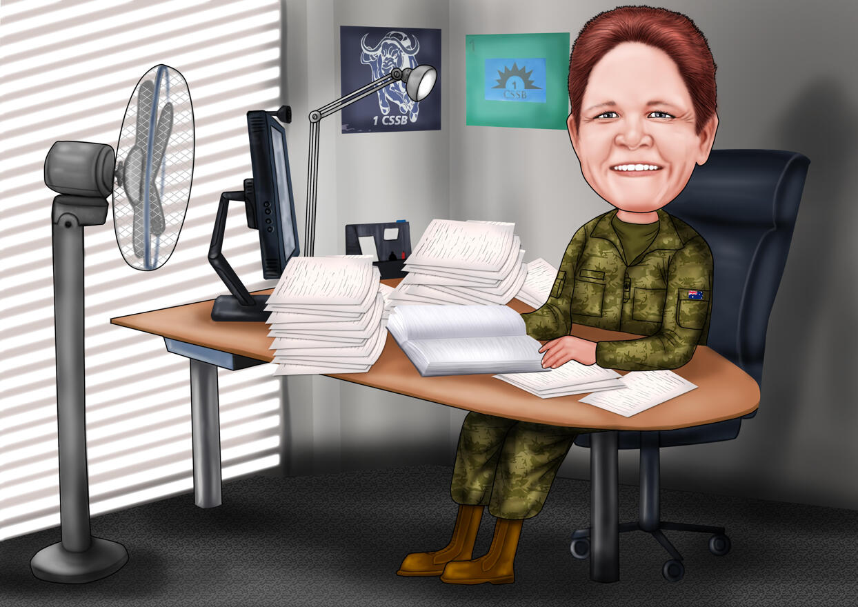 Army Major Tecknad Teckning