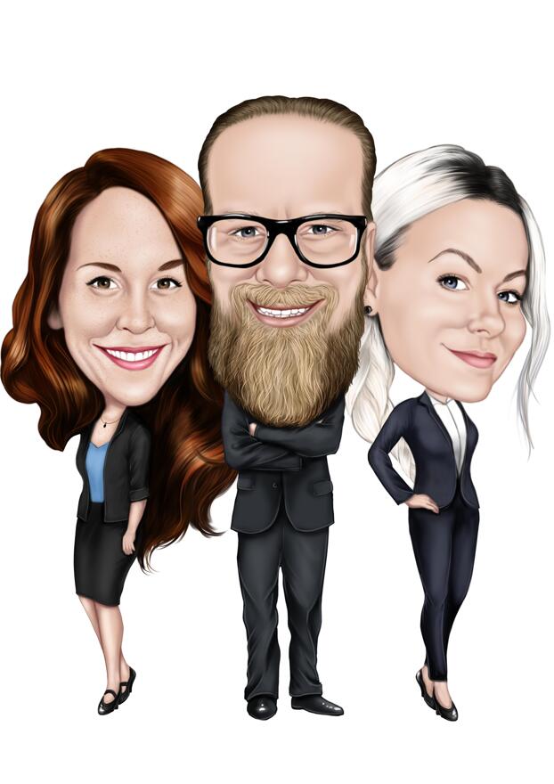 Group Insurance Agents Cartoon Caricature Drawing with Custom Background