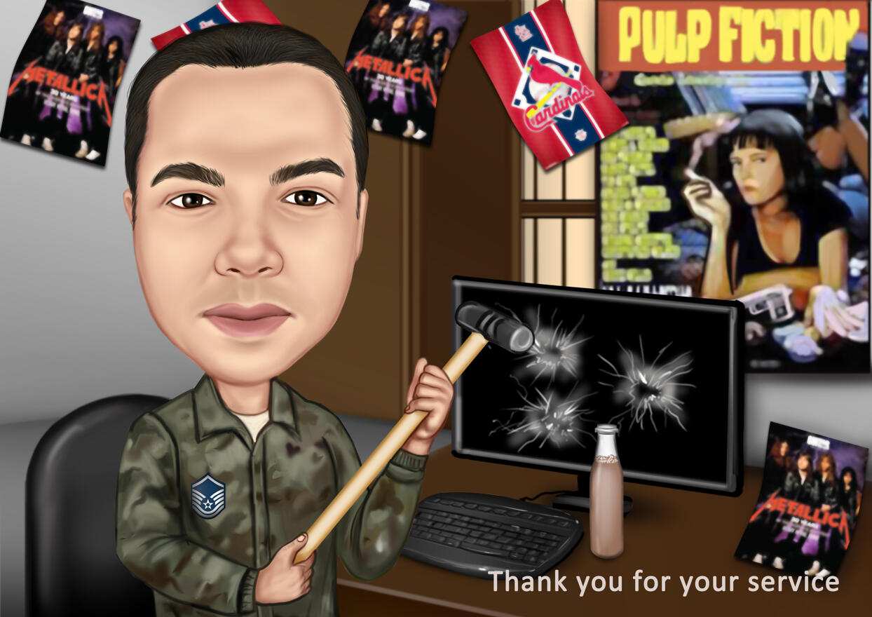 Army Officer Cartoon Portrait