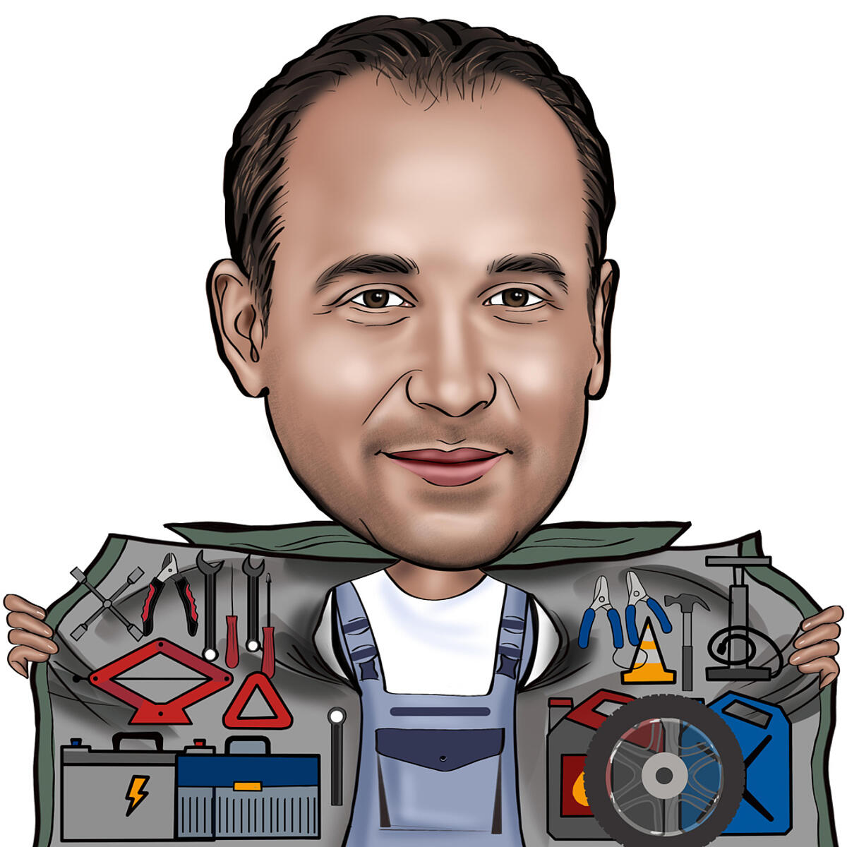 Funny Mechanic Cartoon montrant une veste avec des outils🧑‍🔧🎨🖌️ ...