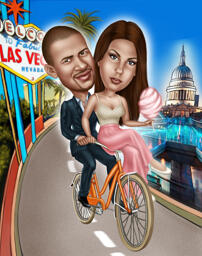 Caricatură cuplu pe bicicletă – Desen animat cadou personalizat de ...