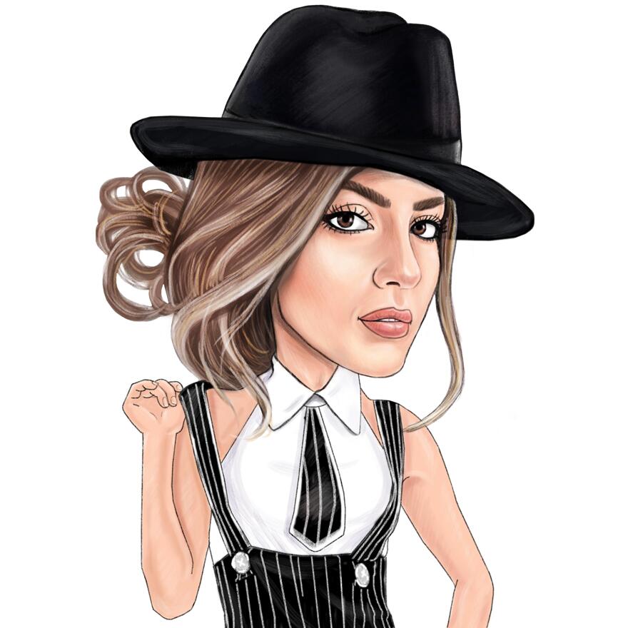 Kvinde Gadsby karikatur i farvestil fra fotos