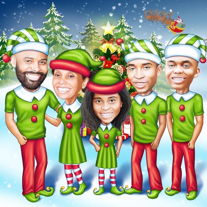 Christmas Caricatures Hand-Drawn from Photos