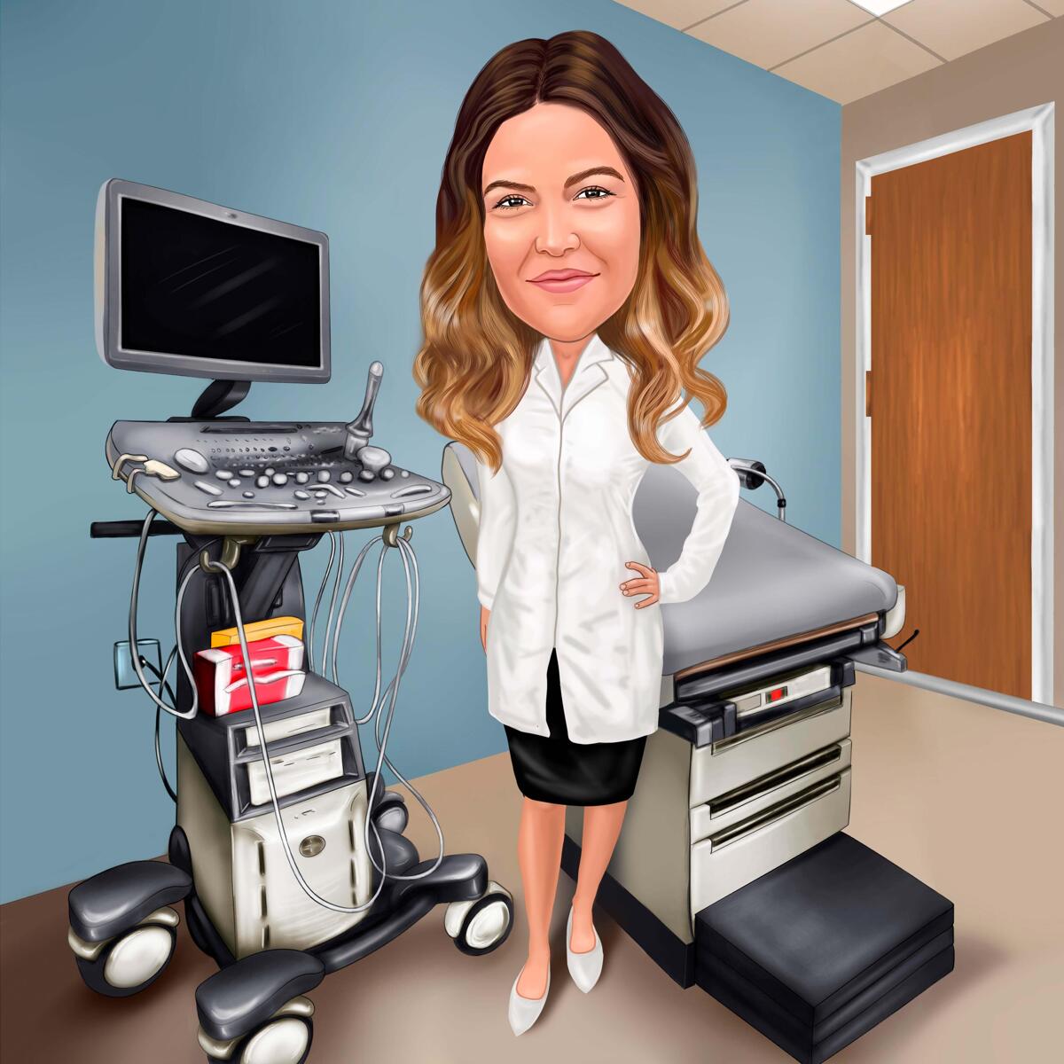 Doctor in Scrubs Cartoon Drawing