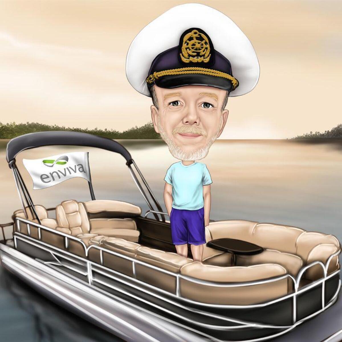 Person on Boat Caricature from Photos – Unique Gift Idea