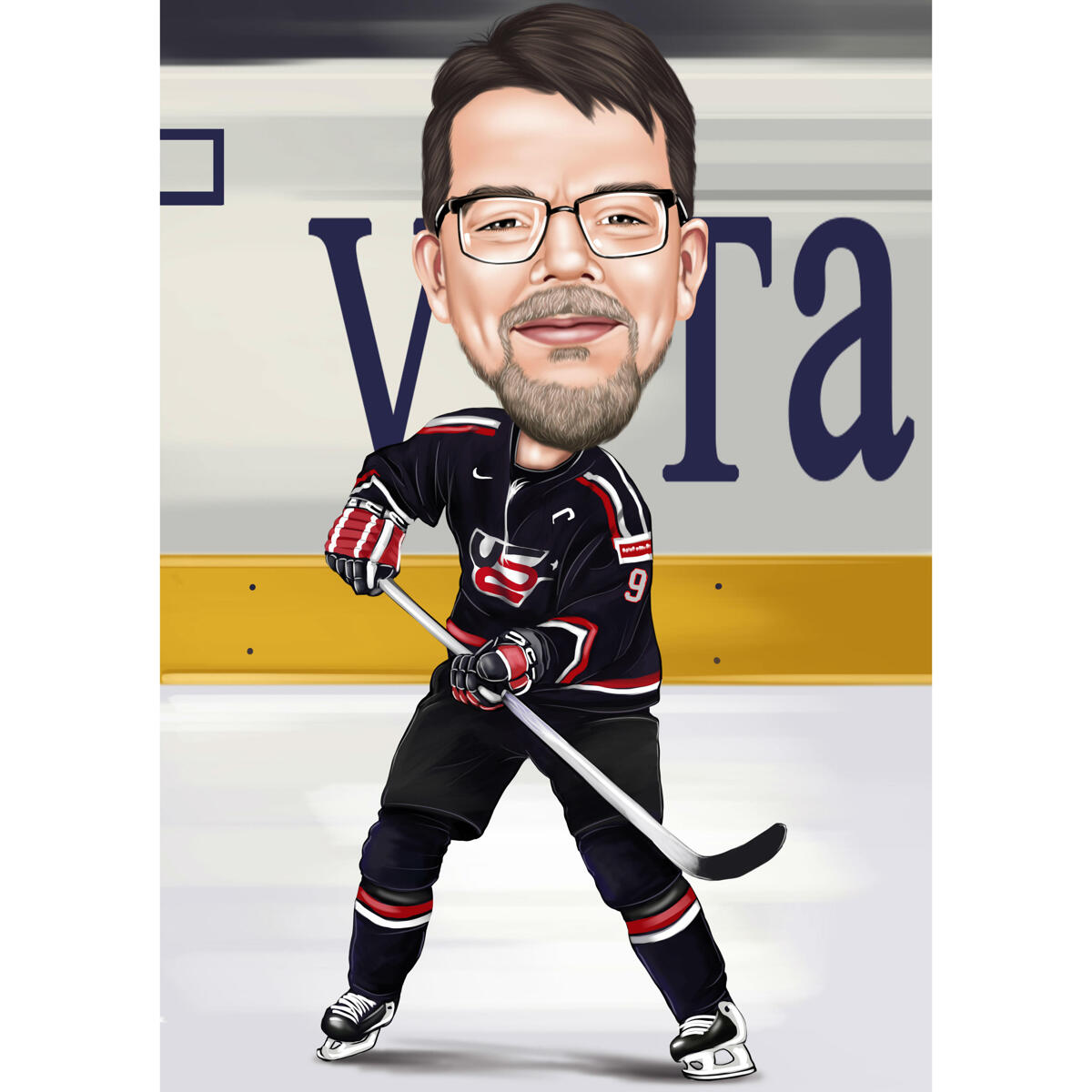 Helkrops hockeyspiller tegneseriekarikatur fra fotos