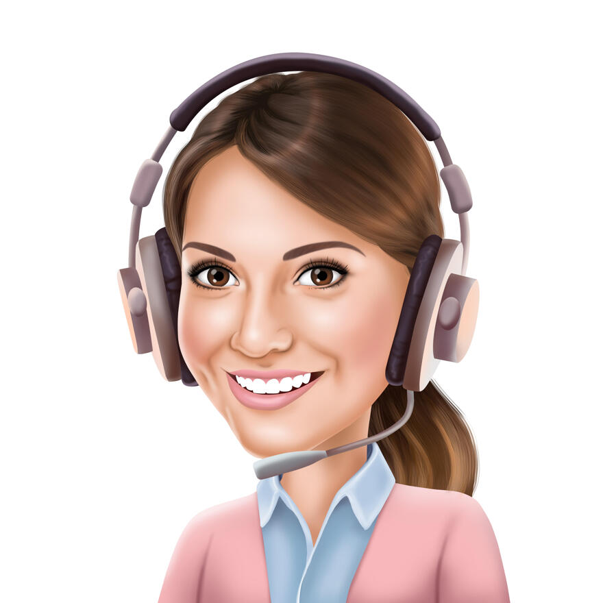 Call Center Cartoon Portrait Drawing from Photo