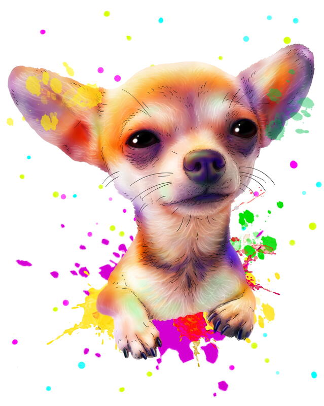 Dog Drawing Portrait Watercolor Rainbow Style