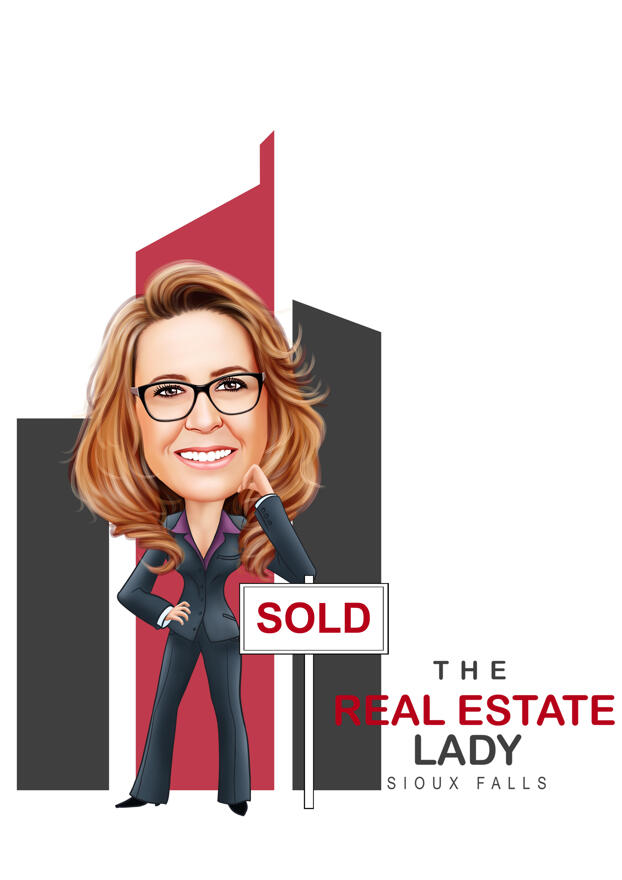 Realtor Cartoon Logo with Sold Sign