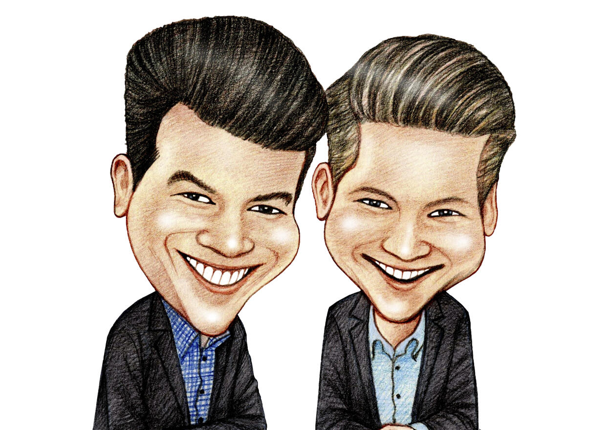 Two Brothers People Cartoon