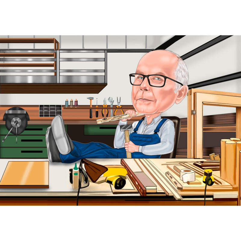 Zimmermann-Cartoon-Karikatur
