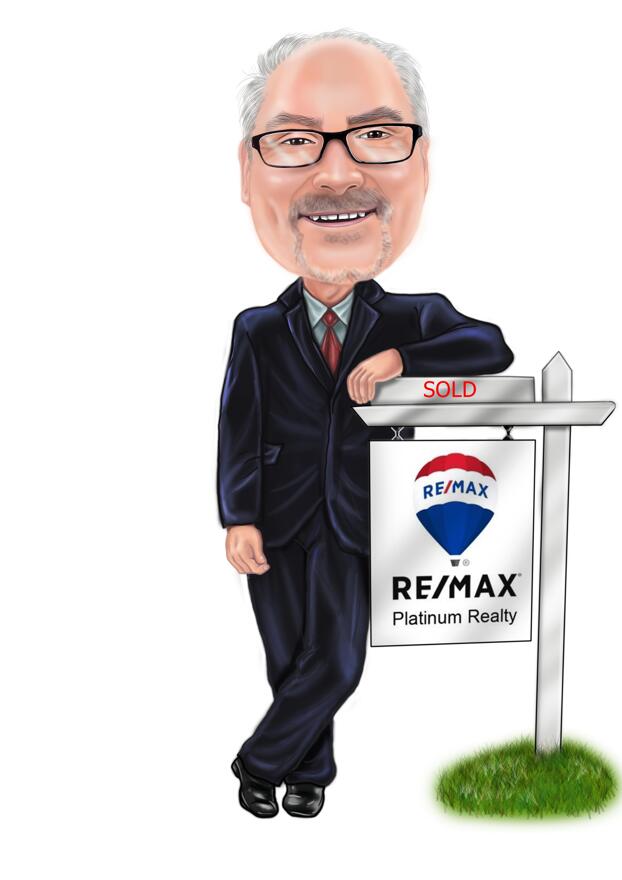 Realtor Cartoon Logo with Sold Sign