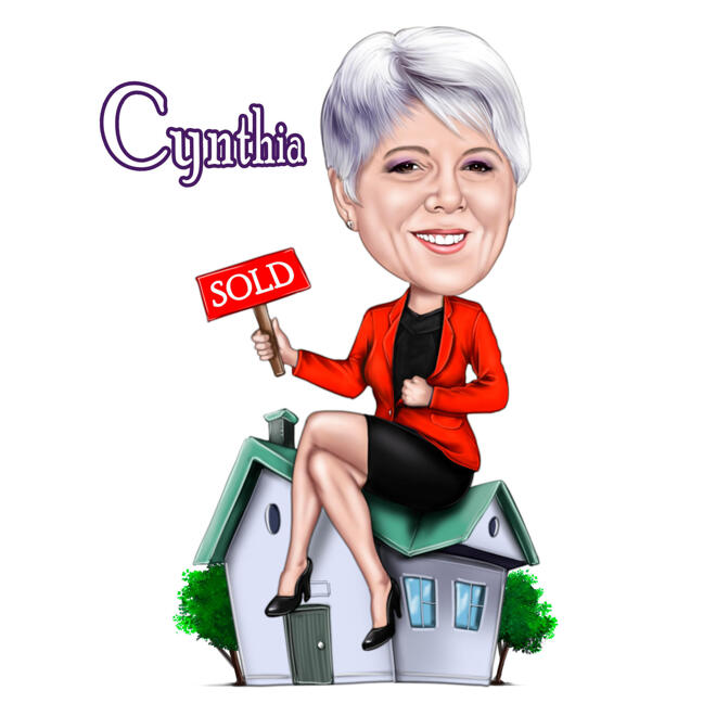 Realtor Cartoon Logo with Sold Sign